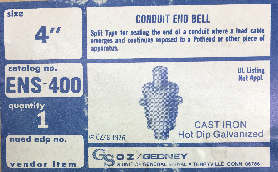ENS-400 OZ GEDNEY 4" Split-Type Conduit End Bell | eBay