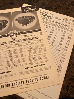 clinton engine aVs 200,200-1000 illustrated parts list,antique clinton ...