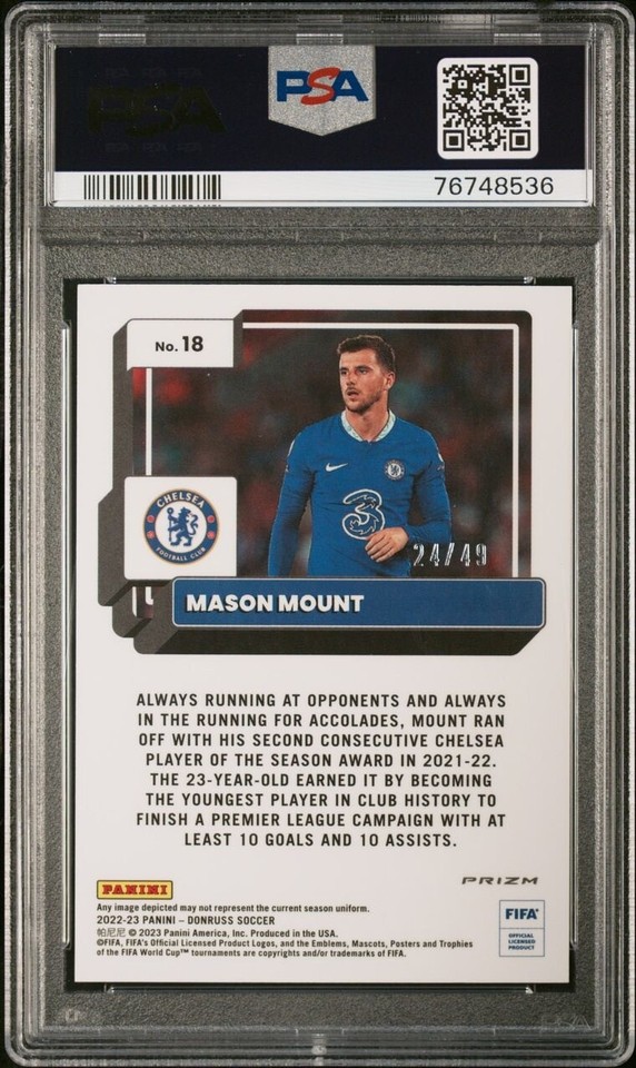 2022-23 Donruss FIFA Mason Mount Optic-Teal Mojo 24/49 PSA 10 | eBay