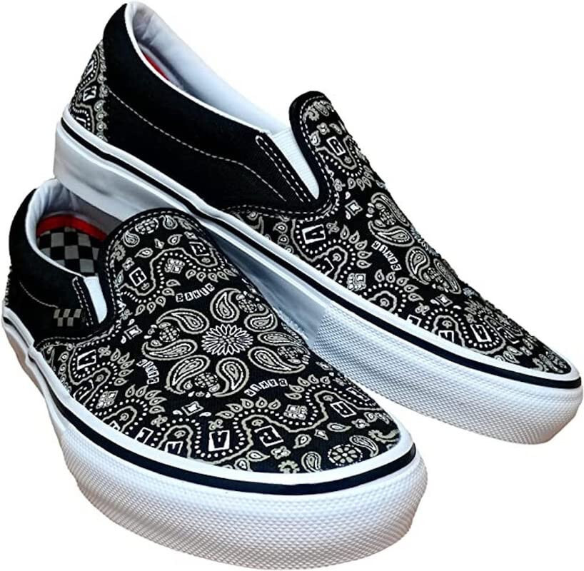 Vans Slip On Baker Bandana Black Men Size 9.5Pop Cush Skateboarding ...