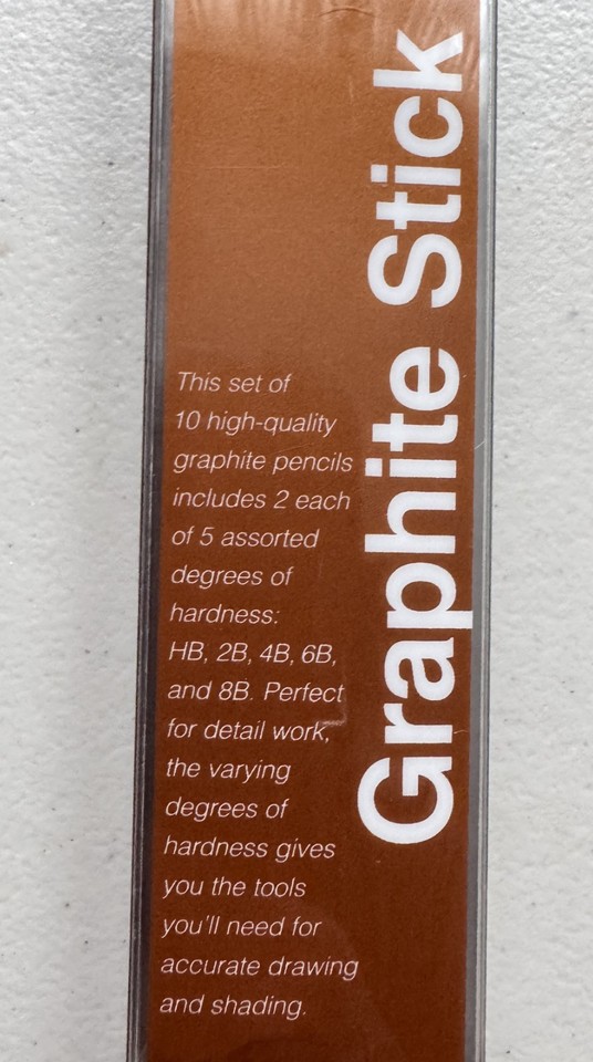 10 High Quality Graphite Stick Drawing Pencils (2 each: HB, 2B, 4B, 6B ...