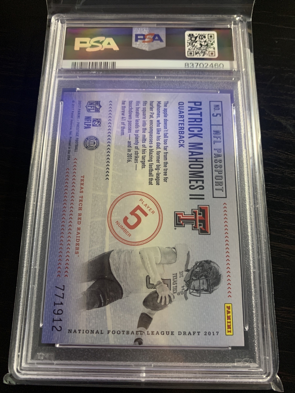 Low Pop 2017 Prestige Patrick Mahomes #5 NFL PASSPORT PSA 10 Rookie | eBay