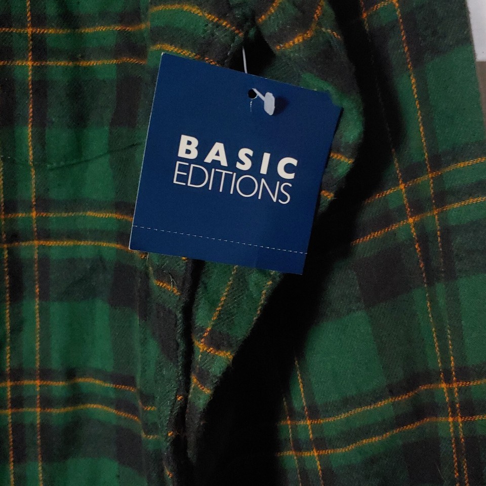 Y2K Mens Basic Editions Green Tartan Plaid Flannel Shirt S Kmart NOS ...