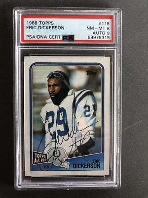 1988 Topps Eric Dickerson On Card AUTO All Pro Colts PSA 8 AUTO 9 | eBay