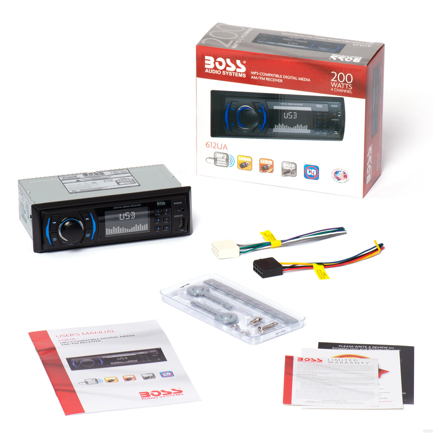BOSS Audio Systems 612UA Car Stereo - No DVD, AM/FM Radio, Aux Input ...