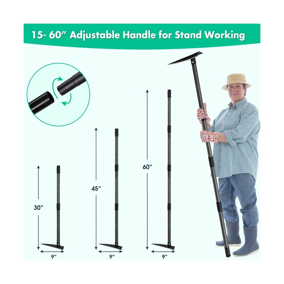 Hoe Garden Tool Long Handle, 60 Inch Long Triangle Hoe Manual Weeder ...