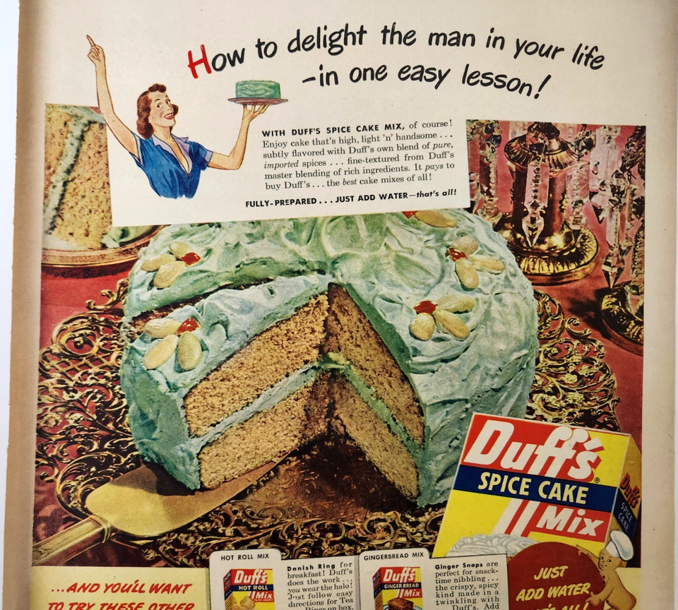 Duffs Spice Cake Mix Kitchen Decor Baking Vintage 1948 Ad Magazine ...