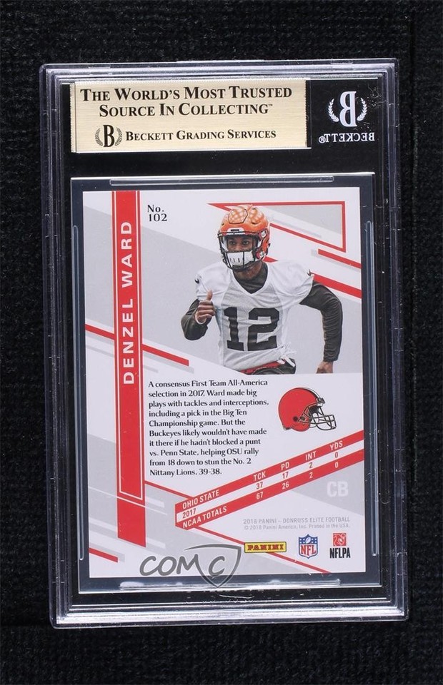 2018 Donruss Elite Rookies Status /12 Denzel Ward BGS 9.5 GEM MINT ...