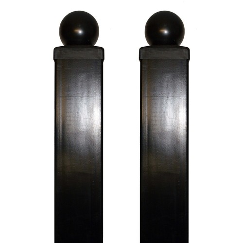 ALEKO Lot of 2 Universal Steel Black Posts for Garden Pedestrian Gates ...