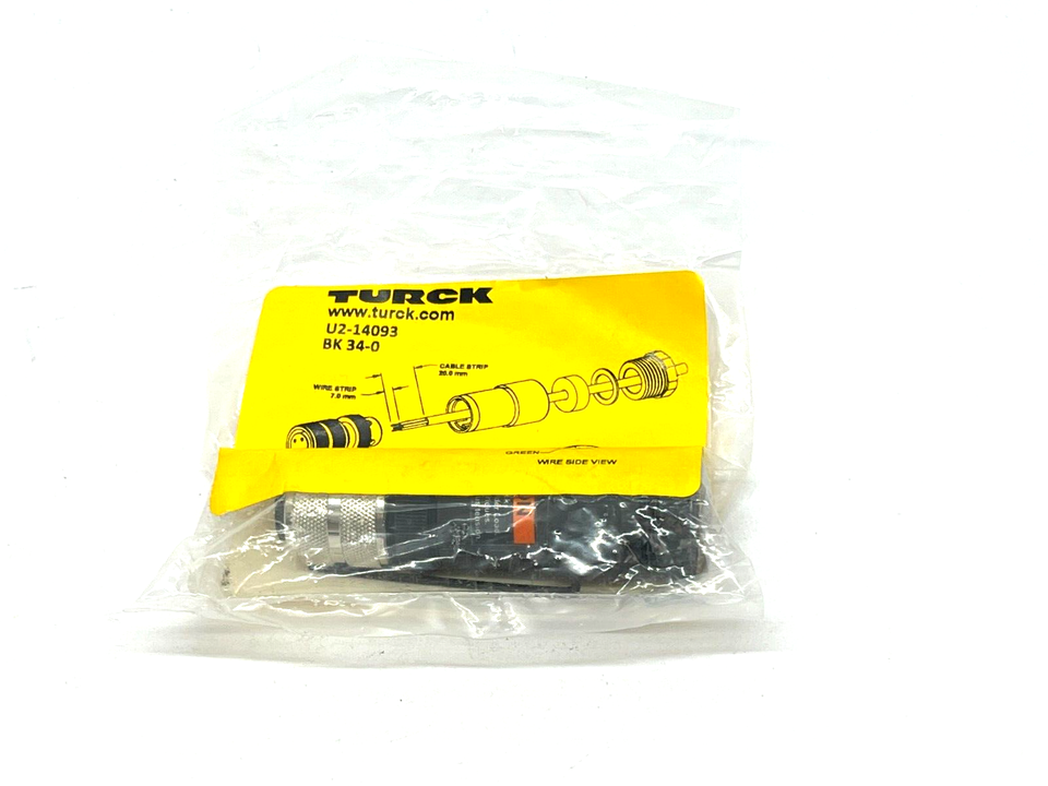 Turck BK 34-0 Straight Female Field-Wireable M16 Connection 3-Pin U2 ...