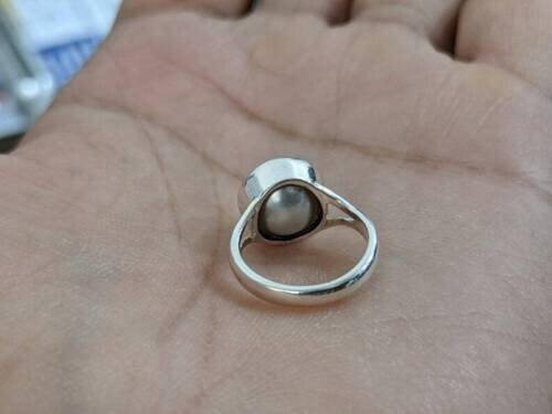 South Sea Pearl (MOTI) gemstone silver ring 4.25-9.25 ratti pearl vedic ...