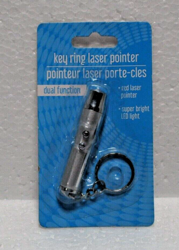 Laser Pointer Key Ring "SILVER" Mini-Size 2" Long - Red Laser & White ...