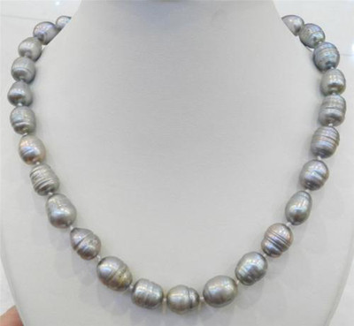 GENUINE 9-10MM SILVER GRAY NATURAL FRESHWATER PEARL NECKLACE 18" | eBay