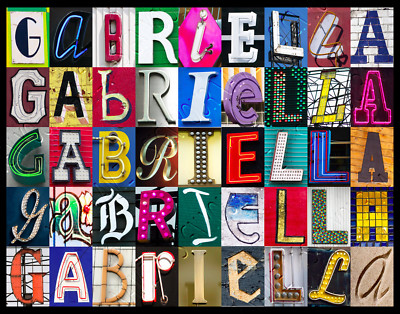 GABRIELLA Name Poster featuring photos of actual sign letters | eBay