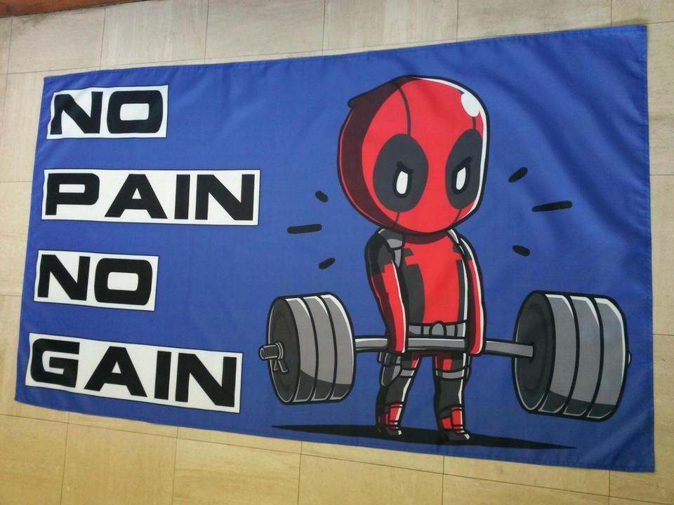 Gym Poster Flag Banner Deadpool Weight Lifting Body Building Fitness ...