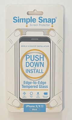 Simple Snap Screen Protector Easy Installation Tempered Glass iPhone X XS Black | eBay