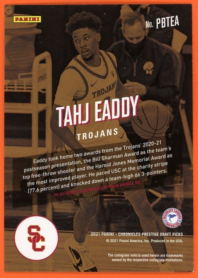 2021-22 Draft Picks Tahj Eaddy RC Auto USC Trojans #PBTEA Autograph | eBay