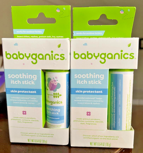 Two(2) babyganics Baby Soothing Itch Stick Skin Rash/Insect Bite Relief ...