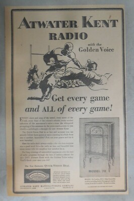 Old Radio Ad: Atwater Kent Radio from 1920's Size: 11 x 15 inches | eBay