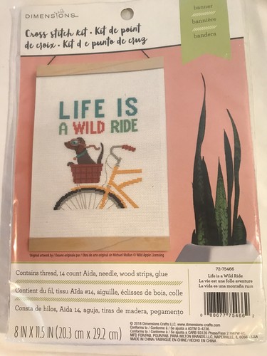 Dimensions Banner “Life is A Wild Ride” Cross Stitch Kit - 8x11.5”, NEW ...
