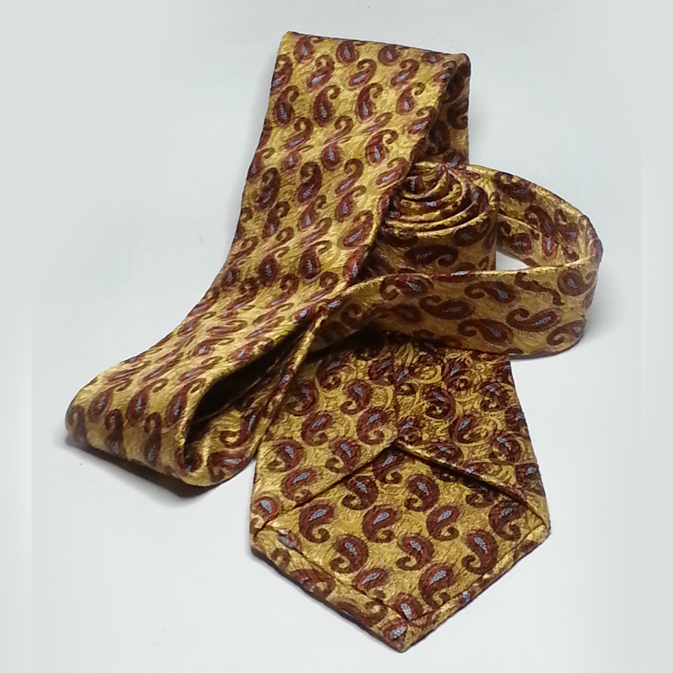 IKE BEHAR Men Silk Dress Tie Yellow with Blue Paisley Print 3.5" wide ...