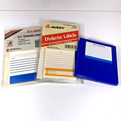 Vintage Avery Diskette Labels 3.5" Floppy Disk New w/ 2 discs & case | eBay