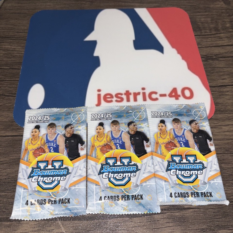 (3)2024/25 Bowman U Chrome Basketball 4 Card Packs-Factory Sealed-Free ...