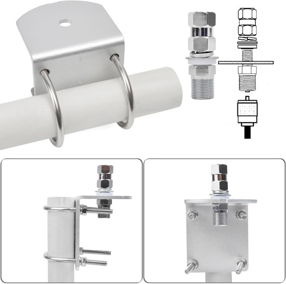 Universal Antenna Mount W/ SO239 Stud, Antenna Mast Pole Mount Kits ...