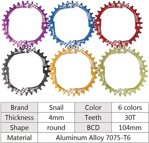 BUCKLOS 104 BCD 30T Mountain Bike Single Speed Crankset，170mm Square ...