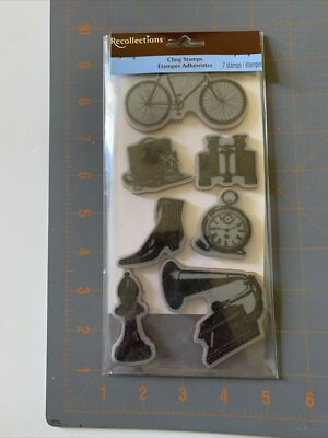 RECOLLECTIONS cling rubber stamp set CLASSIC ICONS Bike Watch Camera ...