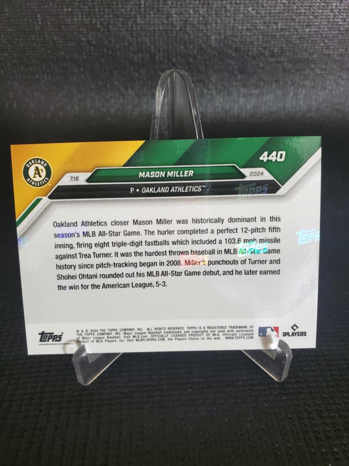 Mason Miller Fastest Pitch ASG 2024 MLB TOPPS NOW Card 440 Blue ...