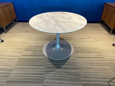 42" round Marble conference table w/ Silver Metal Base | eBay