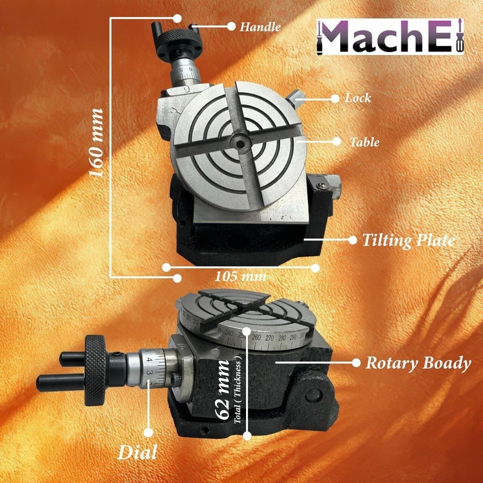 MachEl 3-Inch (80 mm) 4-slots Tilting Rotary Table Set with 65 mm Self ...