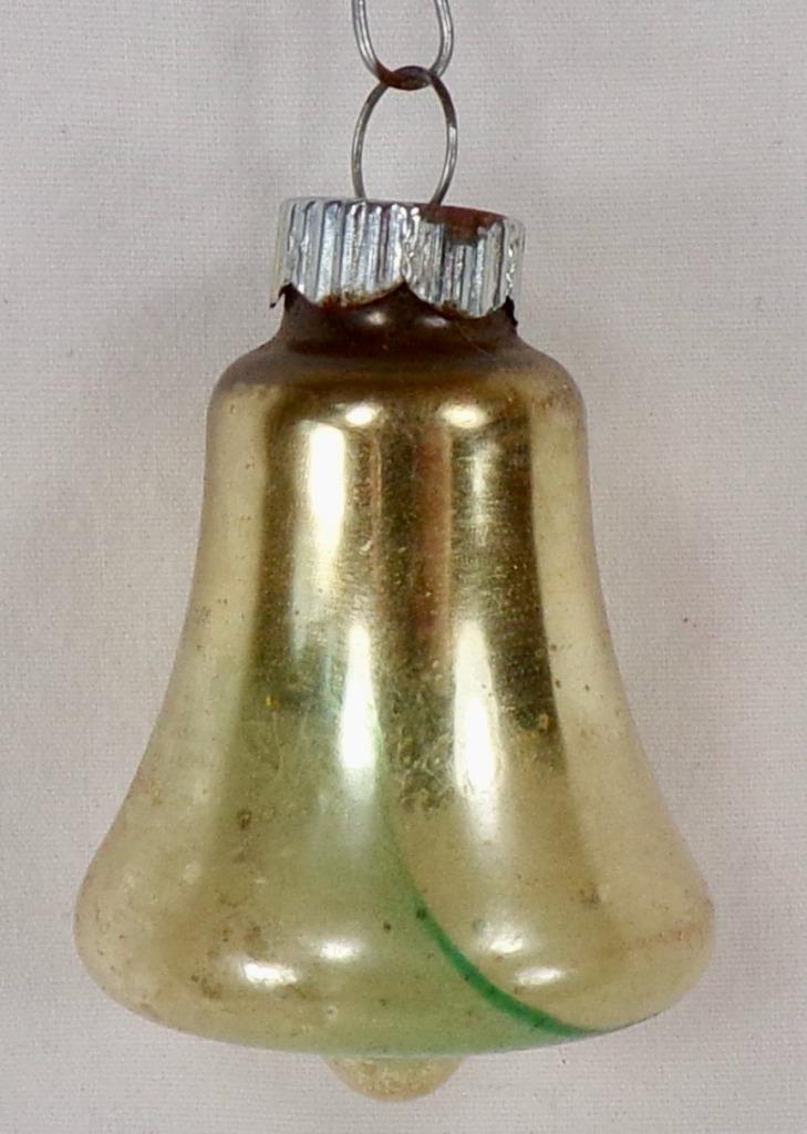 Shiny Brite Christmas Ornament Clap Bell Gold Green Swirl 1954 #102 | eBay