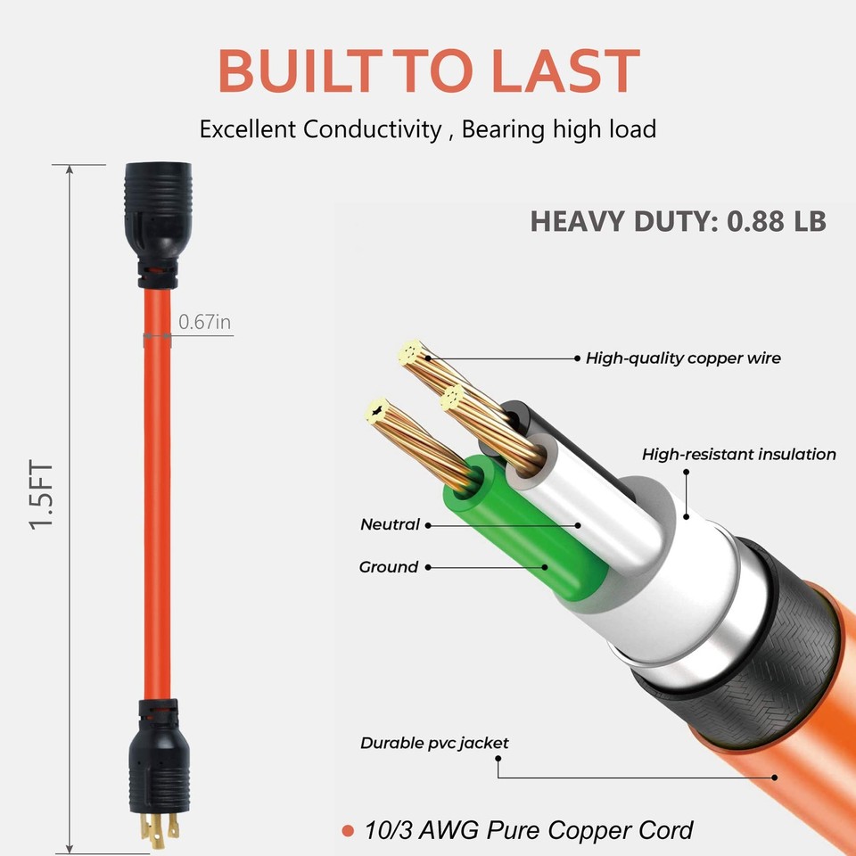 3 Prong to 4 Prong Generator Plug Adapter Generator Male Transfer ...