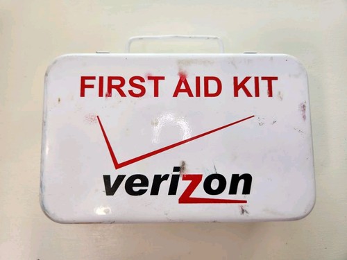 Verizon White Metal First Aid Box With Contents Latch Medicine Box | eBay