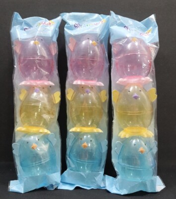 3 Pk Fillable Plastic Easter Eggs Chick with Wings Feet & Face 3 Each ...