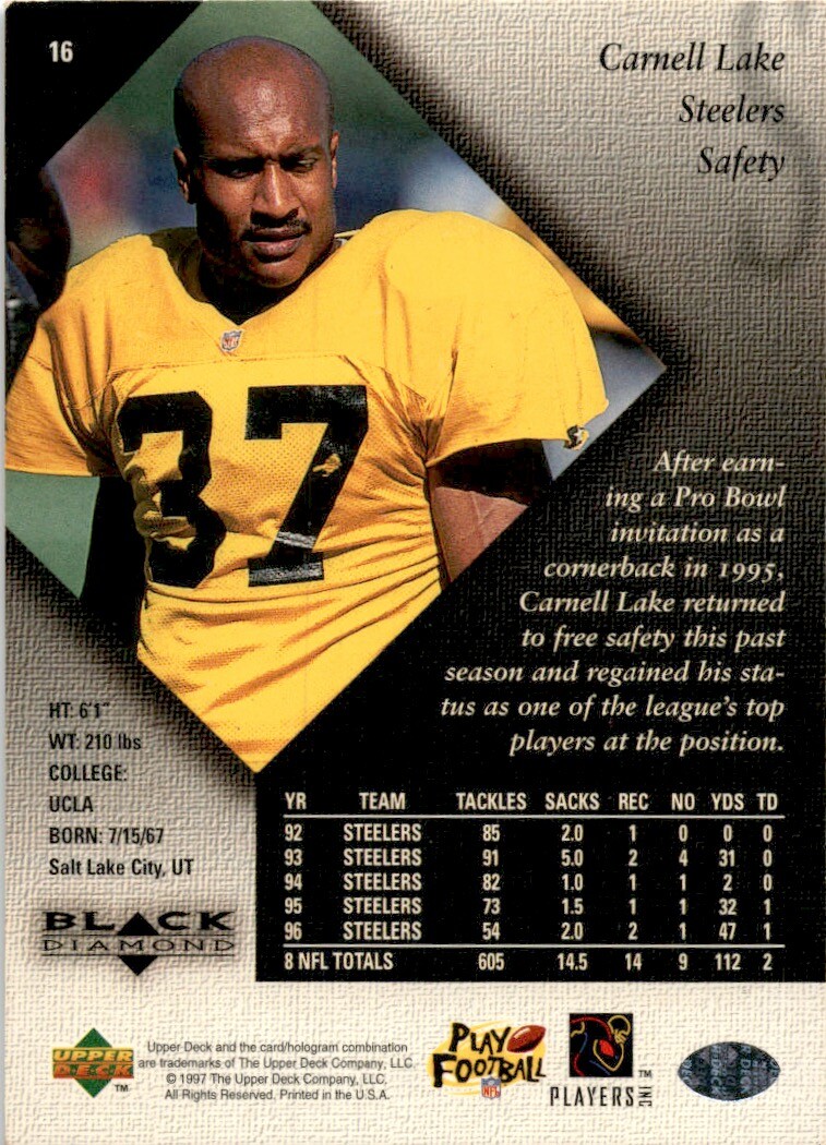 1997 Upper Deck Black Diamond #16 Carnell Lake Excellent | eBay UK