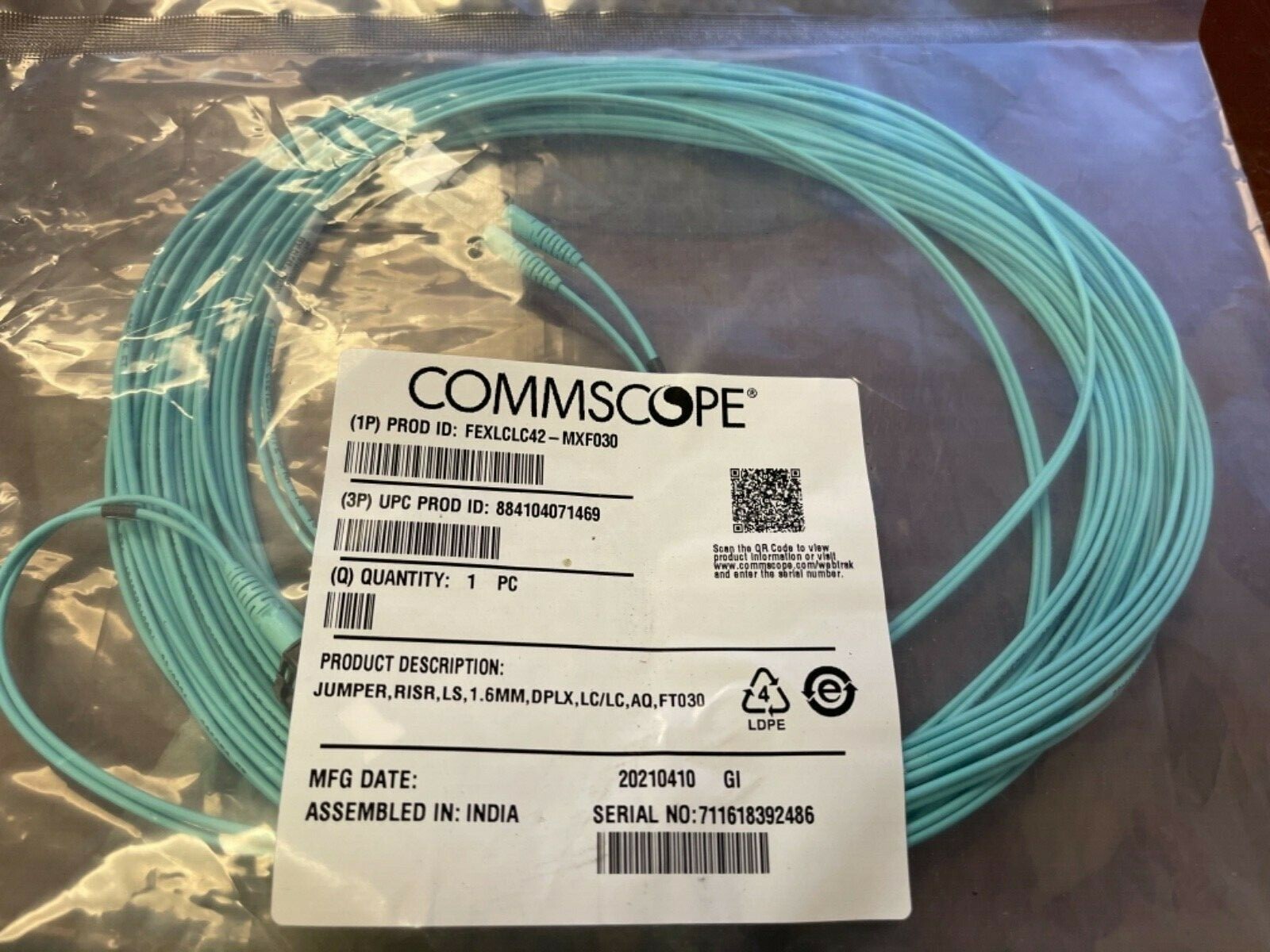 NEW Commscope FEXLCLC42MXF030 | OM4 LC to LC, Fiber Patch Cord | eBay