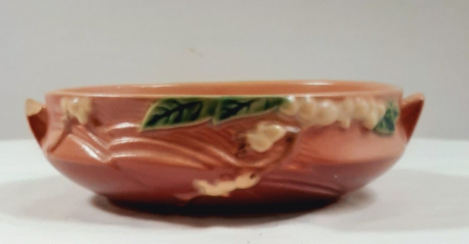 Roseville Pottery Pink Snowberry Bowl 1BLI-6 1940s Shallow Planter ...