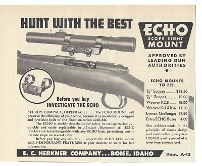 1949 Echo Scope Sight Gun Mount Hunt with the Best Vintage Magazine ...