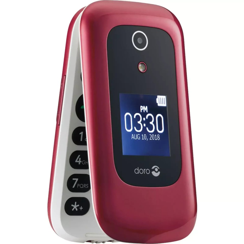 Doro 7050 - Red (Consumer Cellular) 4G LTE GSM Basic Flip Cell Phone ...