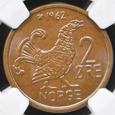 1962 Norway 2 Ore, Moor Hen, MS67 NGC - Norwegian Coin, Olav V | eBay