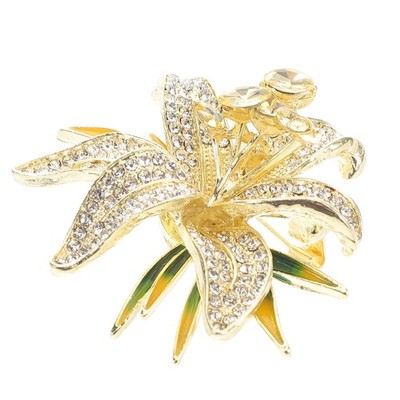 Lily Flower Brooch Pin Versatile Rhinestones Floral Pin Crystal Lily ...