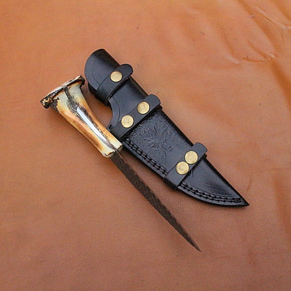 Sub Hilt Handmade Hunting Bowie 5160 Spring Steel Knife with Stag Horn ...