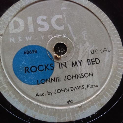 78 rpm Disc 6063, Lonnie Johnson, Rocks in My Bed, Solid Blues, blues ...