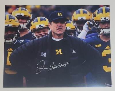 JIM HARBAUGH signed MICHIGAN 11x14 Photograph 2024 CHAMPS NCAA Photo ...