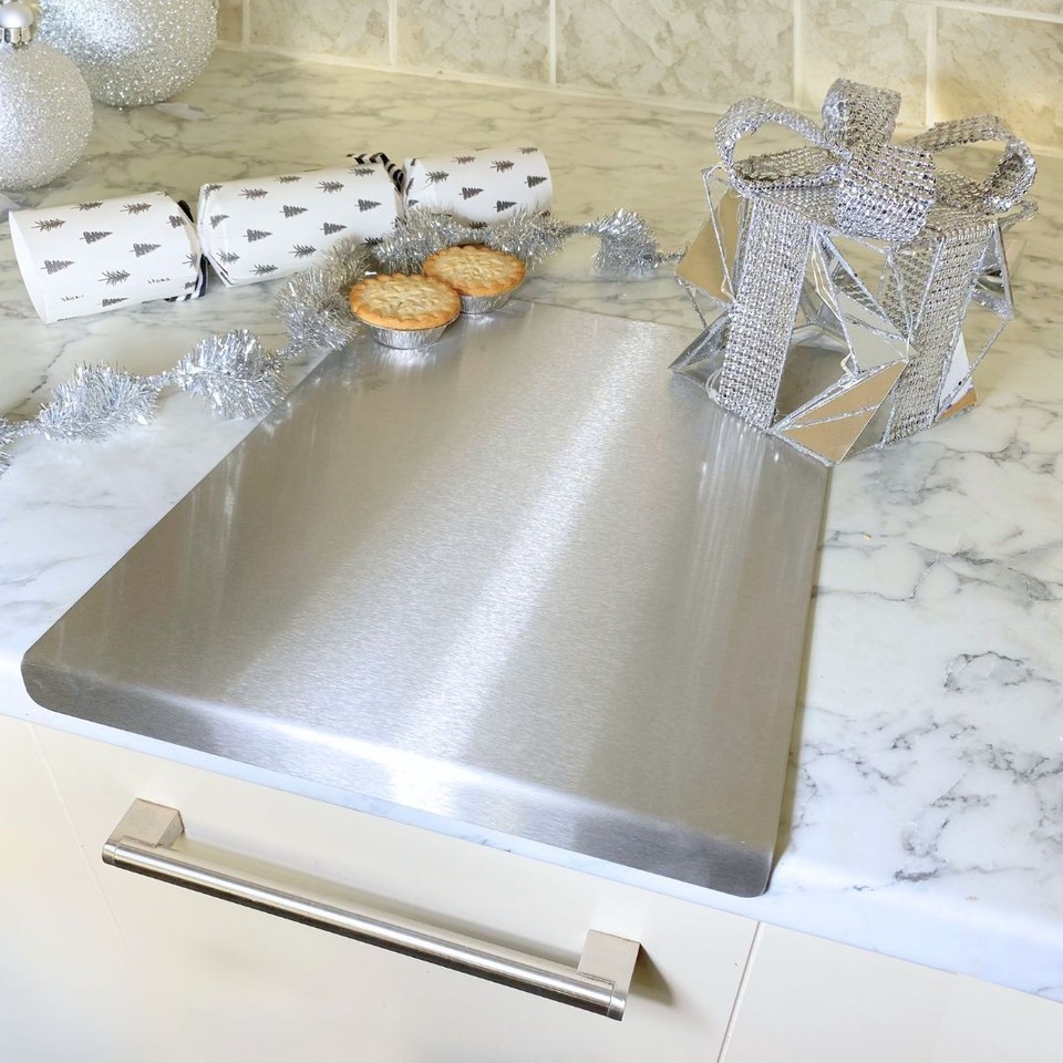 Satin Stainless Steel Folded Edge Worktop Saver Counter Protector ...