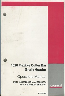 Case IH 1020 Flexible Cutter Bar Grain Header PIN JJC032800 to ...