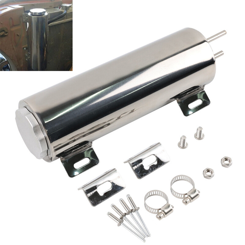 3" X 10" 32OZ Polished Stainless Steel Radiator Coolant Overflow Catch ...